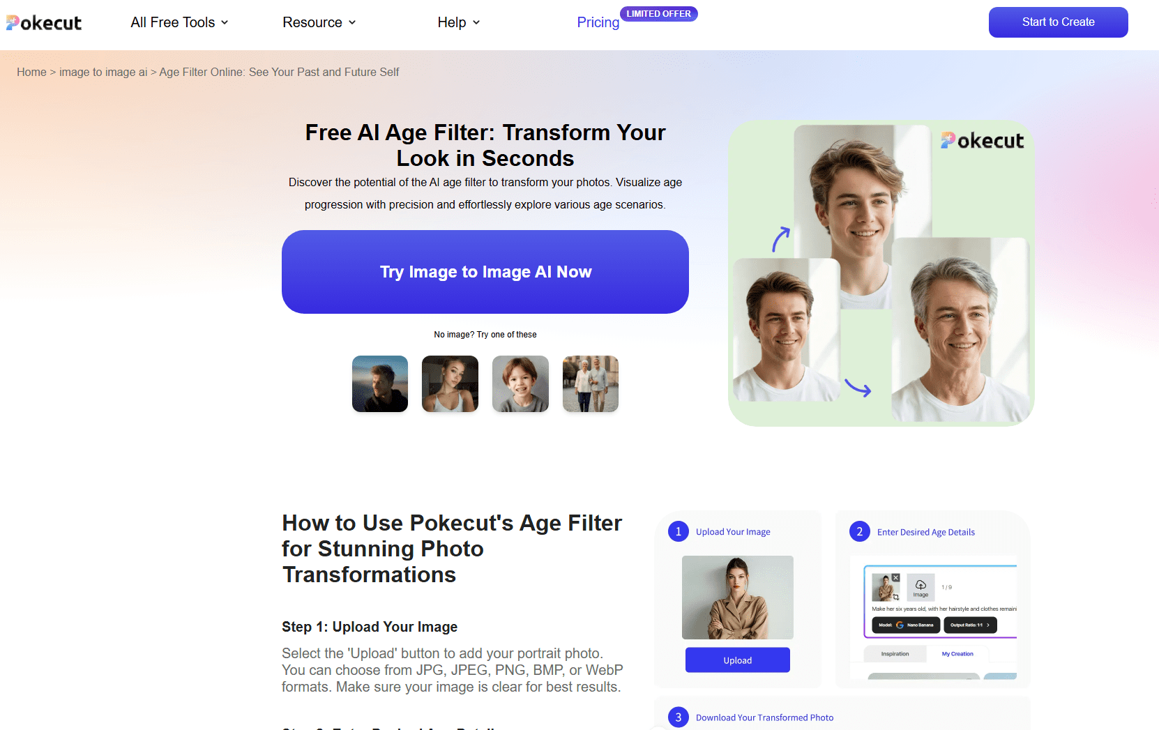 Age Filter Online: See Your Past and Future Self | Pokecut