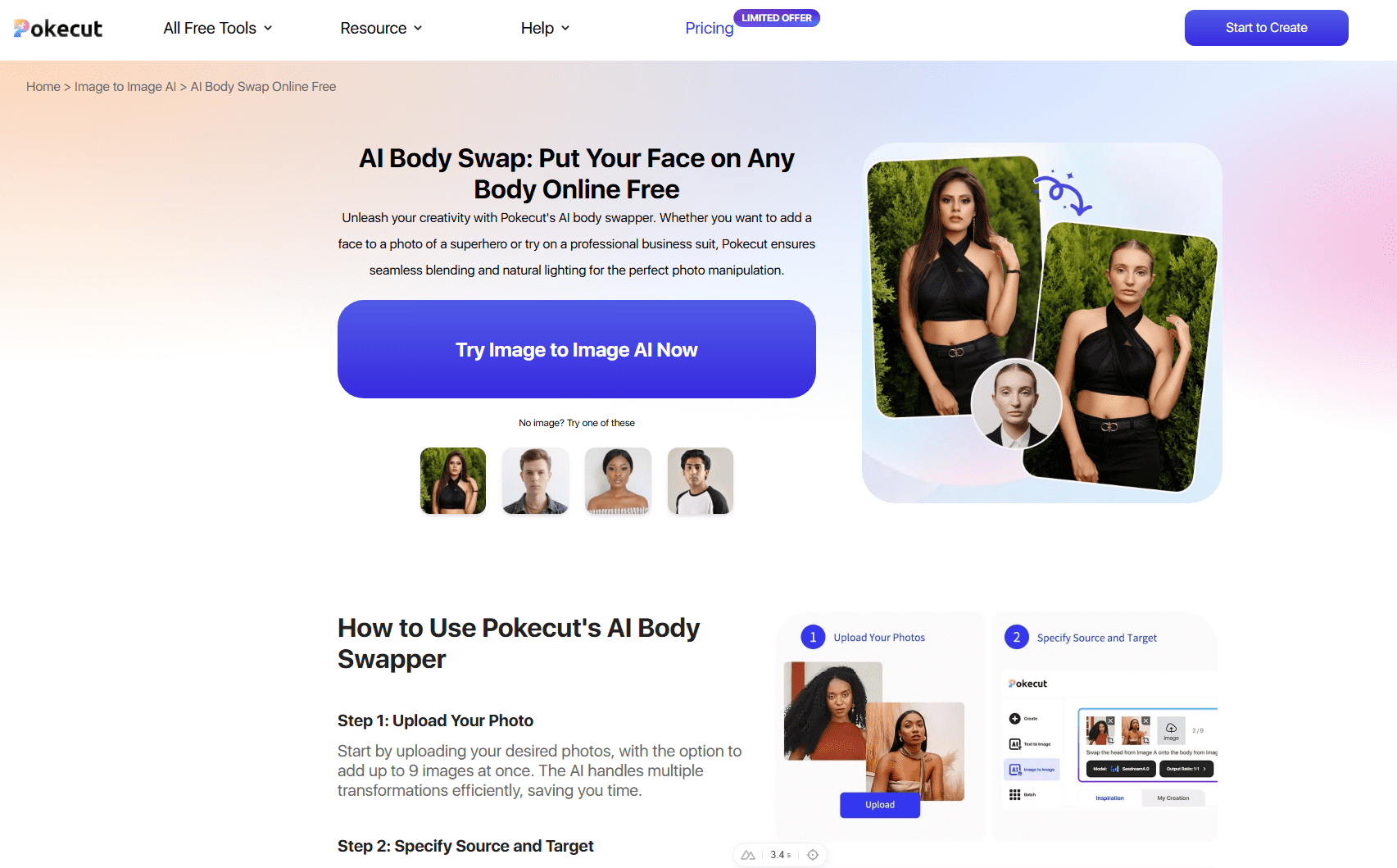 AI Body Swap Online Free | Pokecut