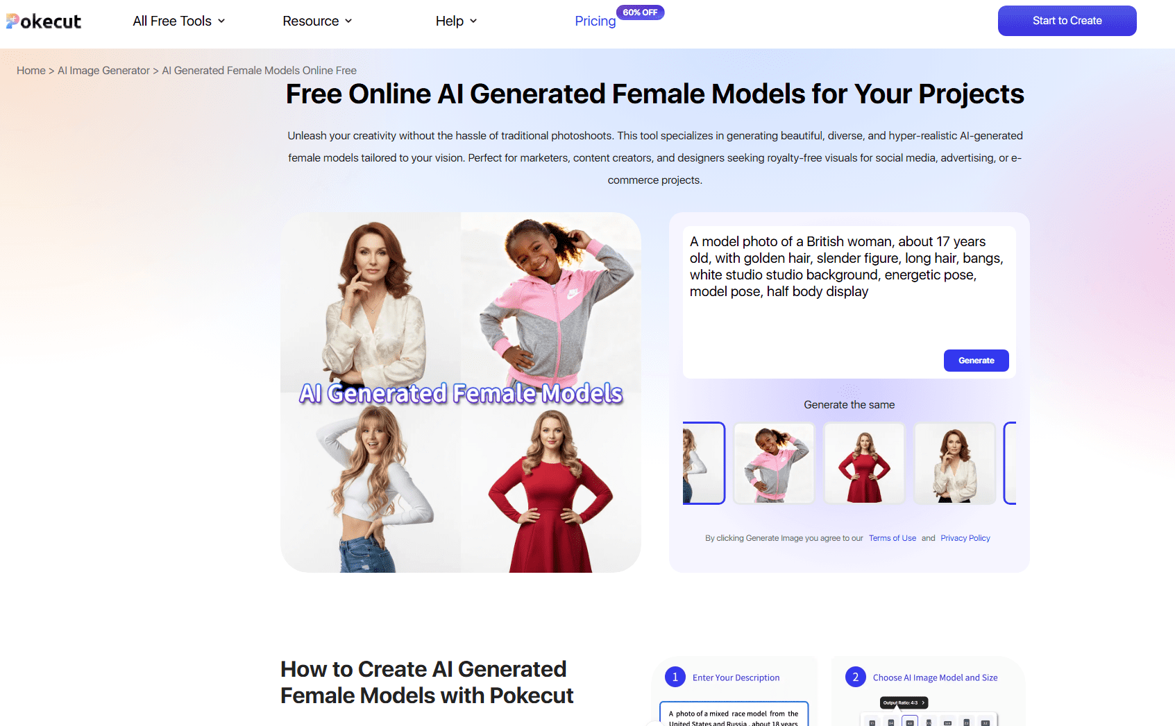 AI Generated Female Models Online Free | Pokecut
