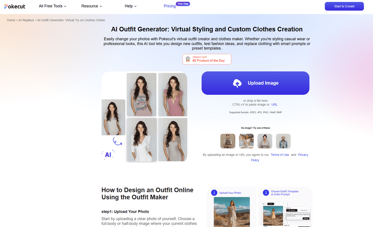 AI Outfit Generator: Virtual Try on Clothes Online | Pokecut
