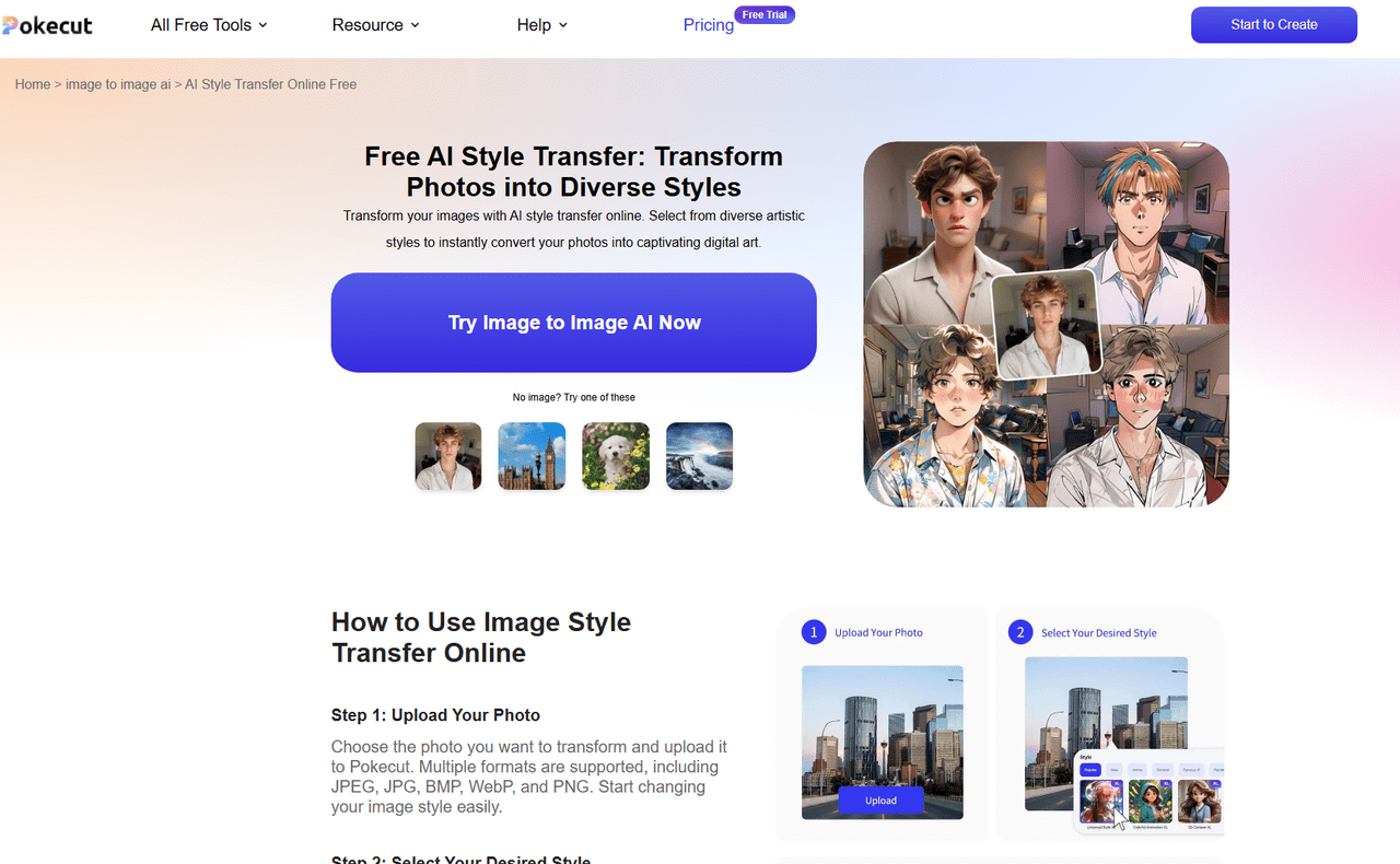 AI Style Transfer Online Free | Pokecut
