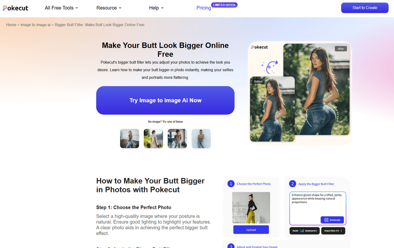 Bigger Butt Filter: Make Butt Look Bigger Online Free | Pokecut