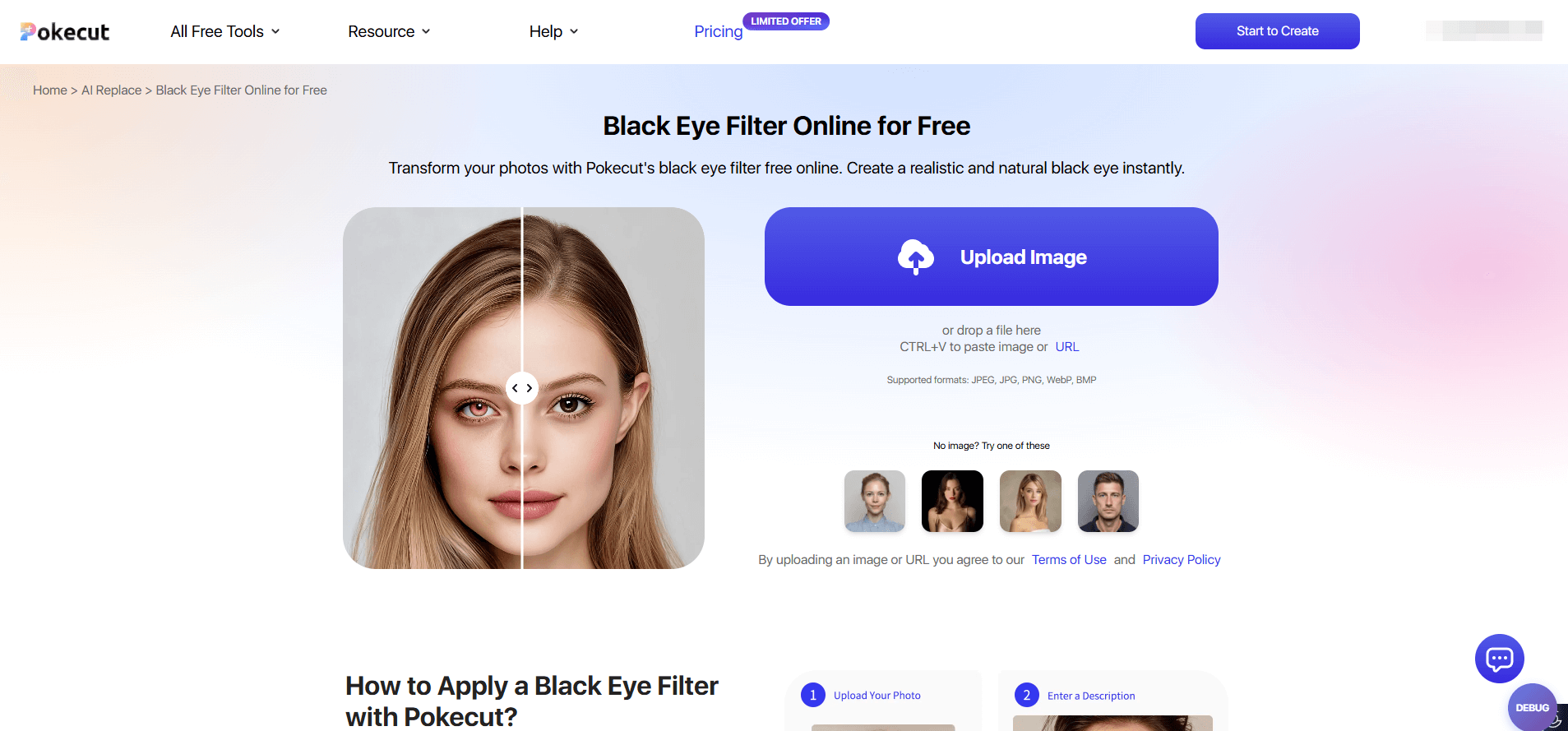 Black Eye Filter Online for Free | Pokecut