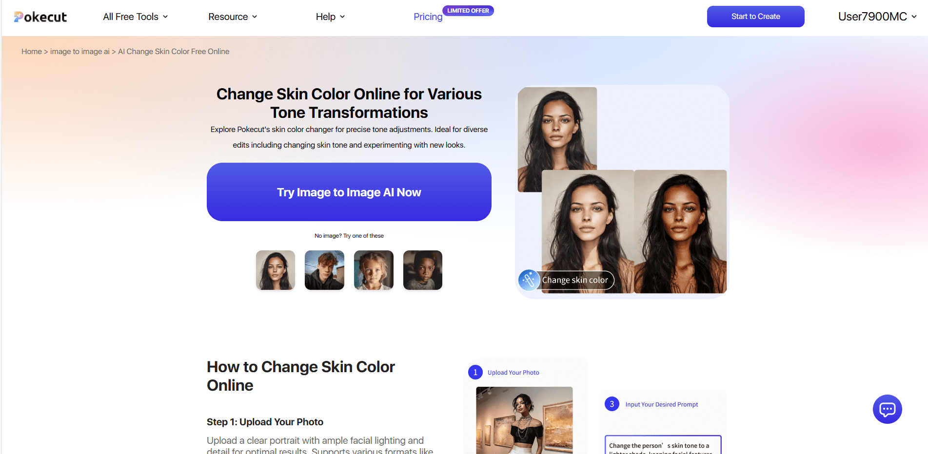 AI Change Skin Color Free Online