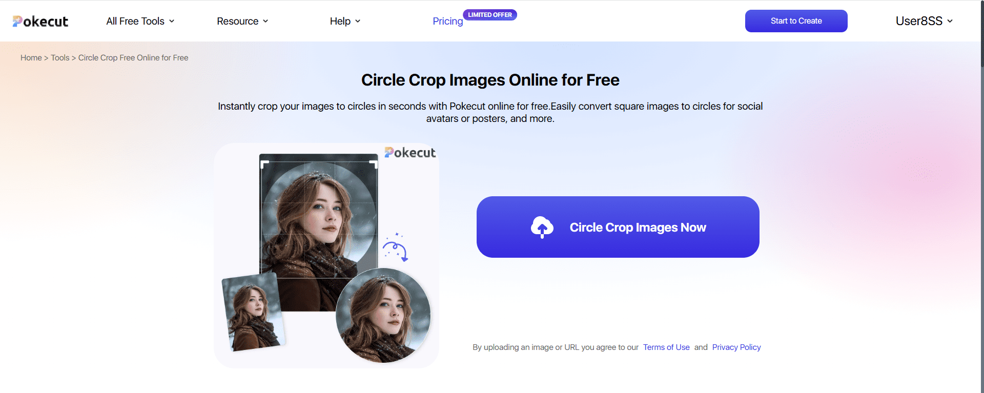 Circle Crop Free Online for Free | Pokecut