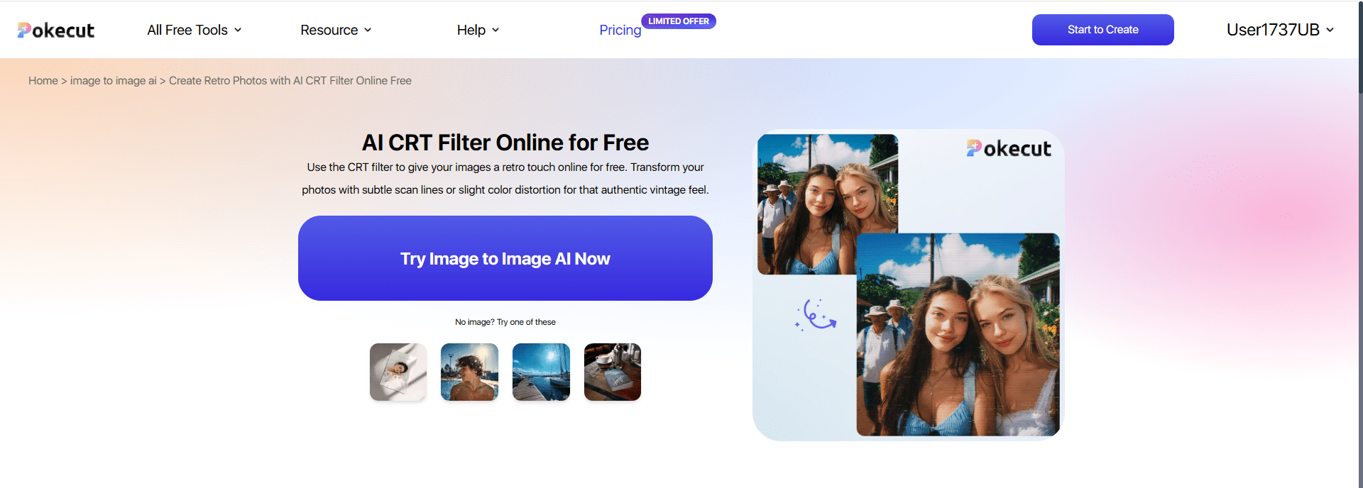 Create Retro Photos with AI CRT Filter Online Free | Pokecut