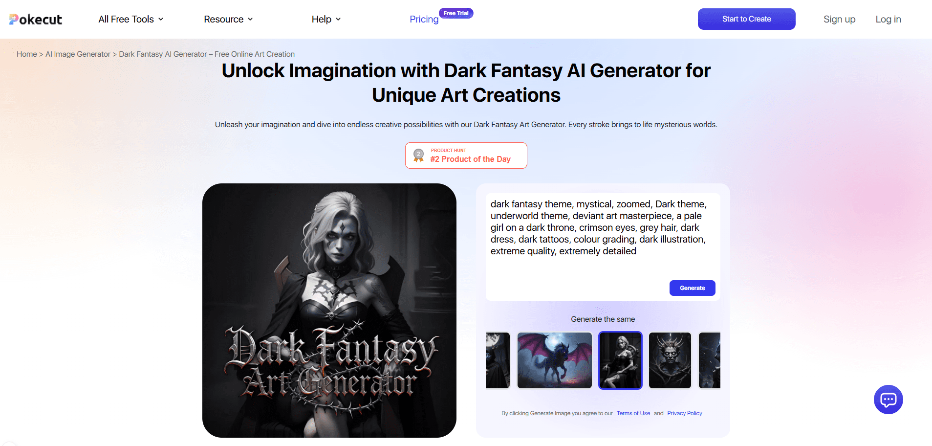 Dark Fantasy AI Generator – Free Online Art Creation | Pokecut