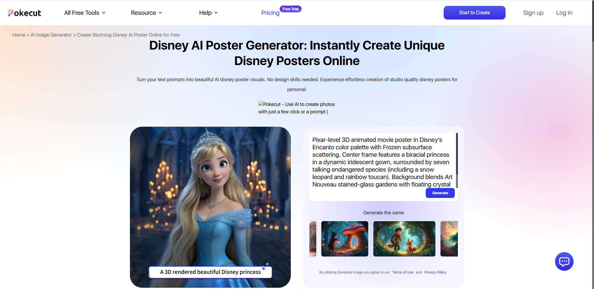 Create Stunning Disney AI Poster Online for Free | Pokecut