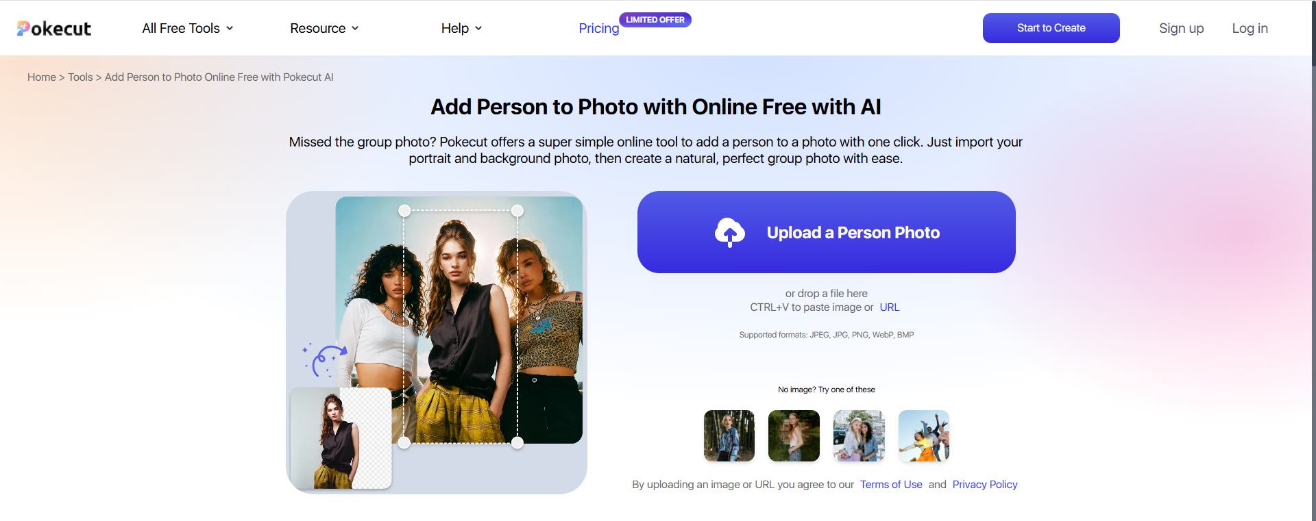 Add Person to Photo Online Free with Pokecut AI