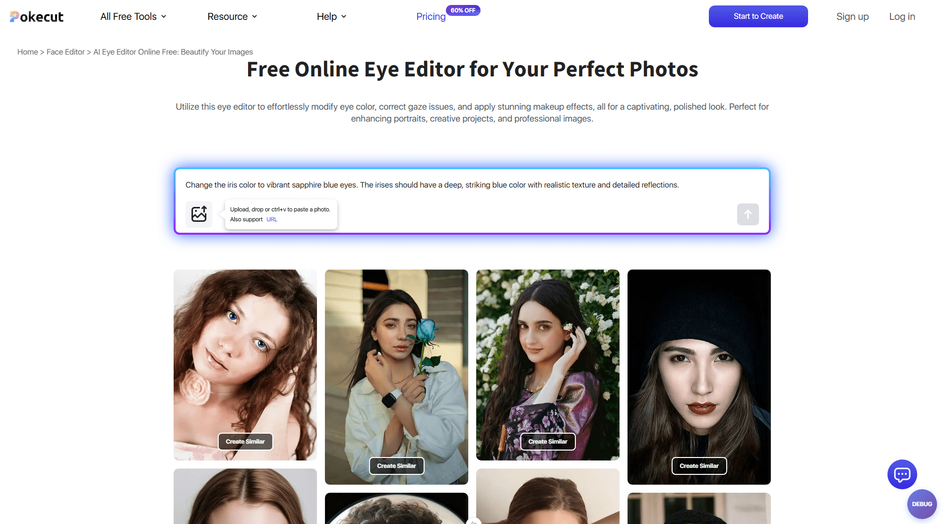 AI Eye Editor Online Free: Beautify Your Images | Pokecut