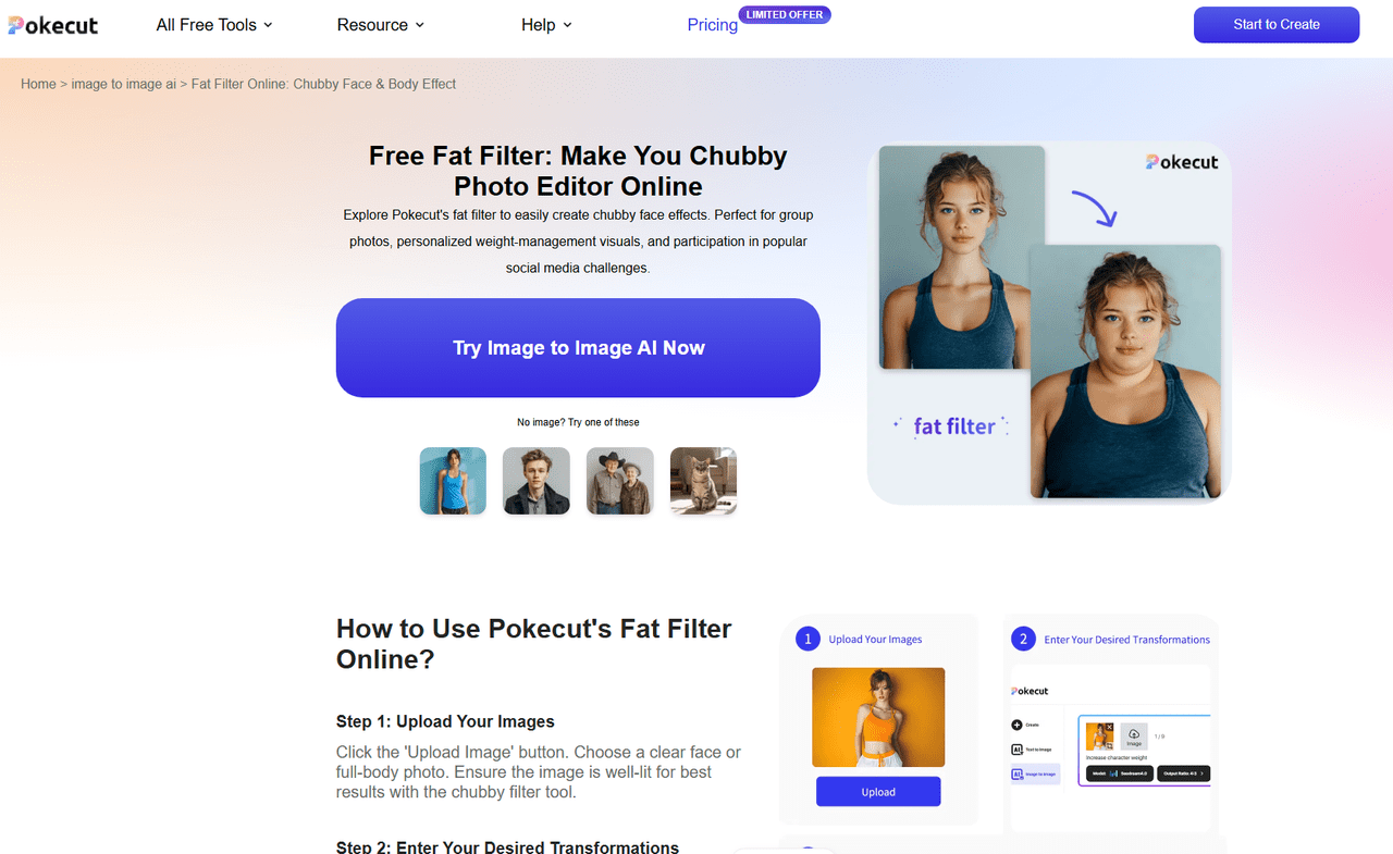 Fat Filter Online: Chubby Face & Body Effect | Pokecut