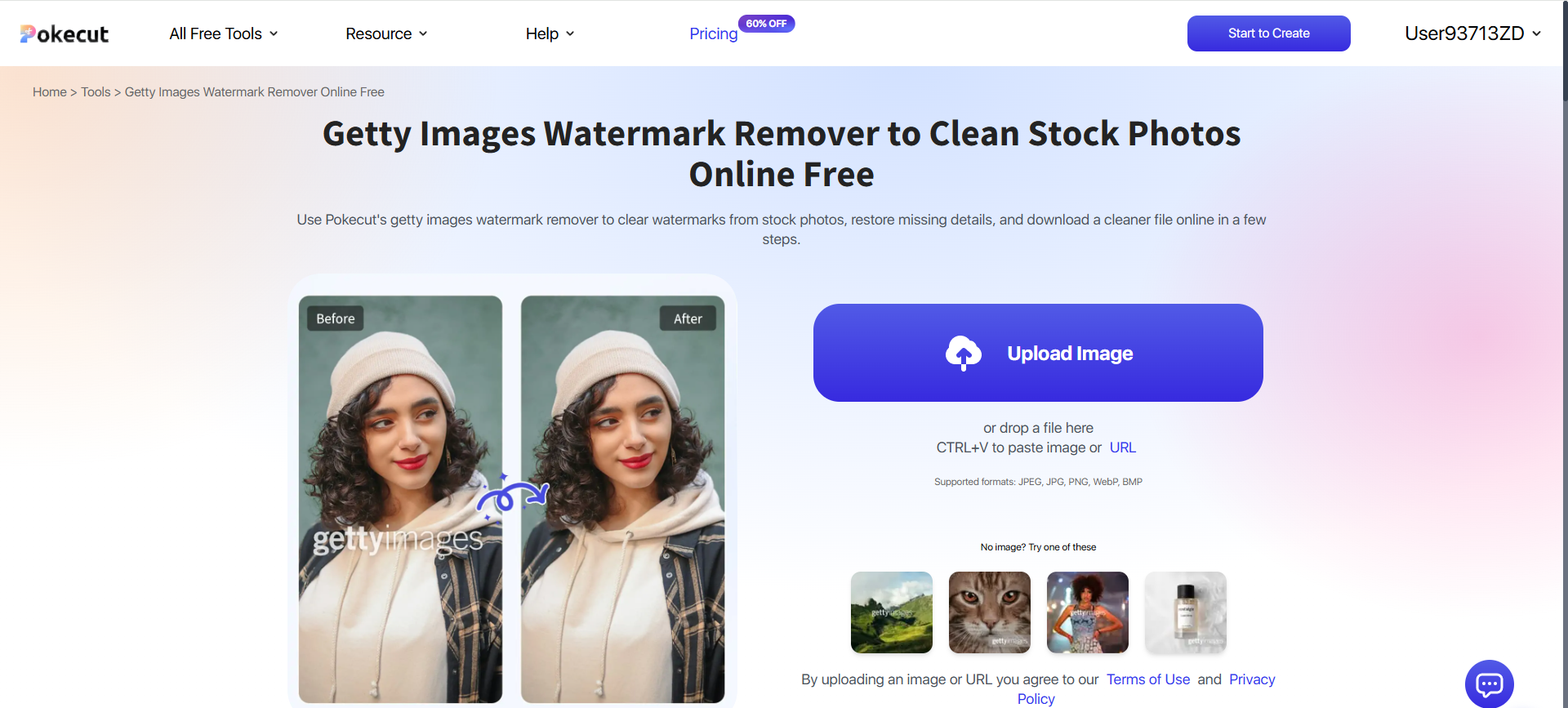 Getty Images Watermark Remover Online Free| Pokecut