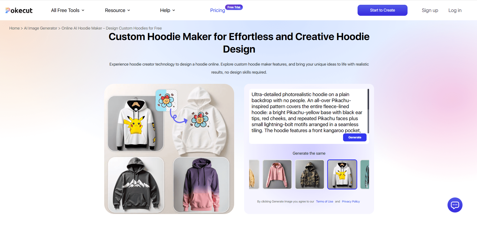Online AI Hoodie Maker – Design Custom Hoodies for Free | Pokecut