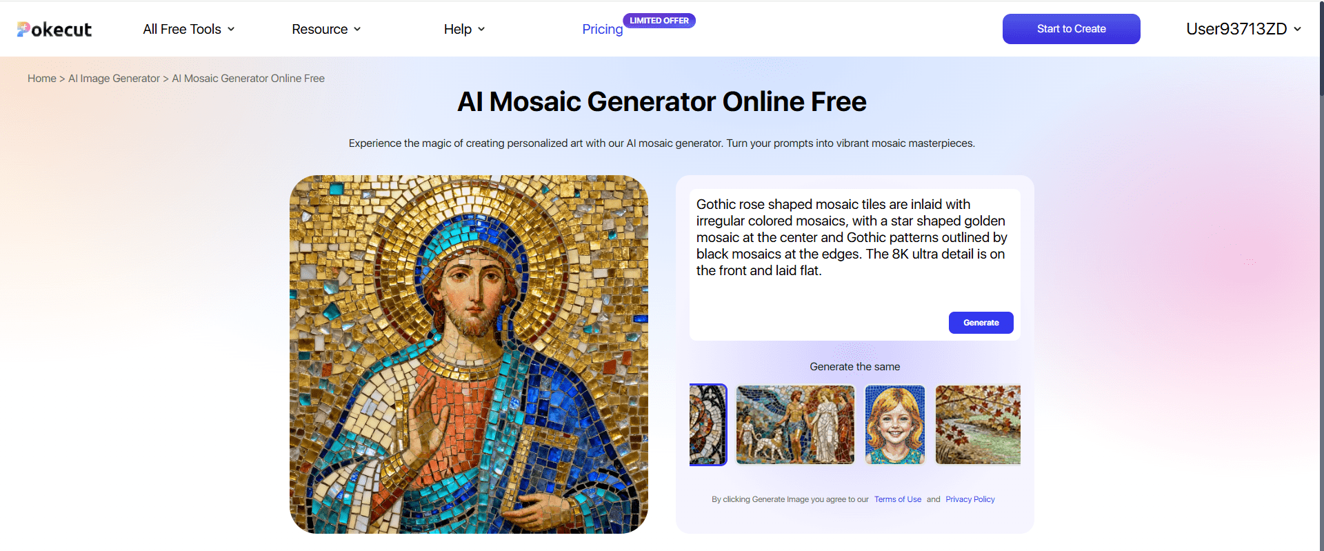 AI Mosaic Generator Online Free | Pokecut