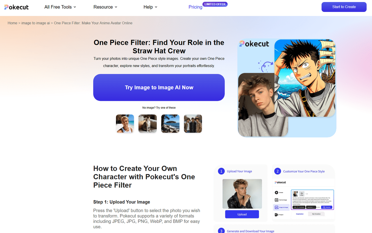 One Piece Filter: Make Your Anime Avatar Online | Pokecut