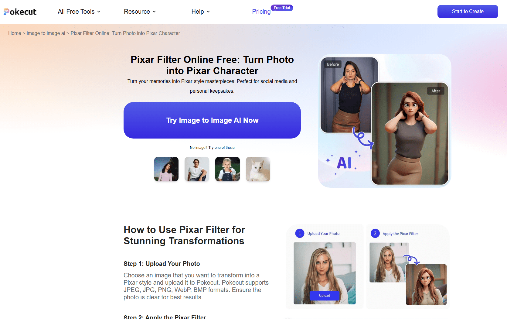 Pixar Filter Online: Turn Photo into Pixar Character