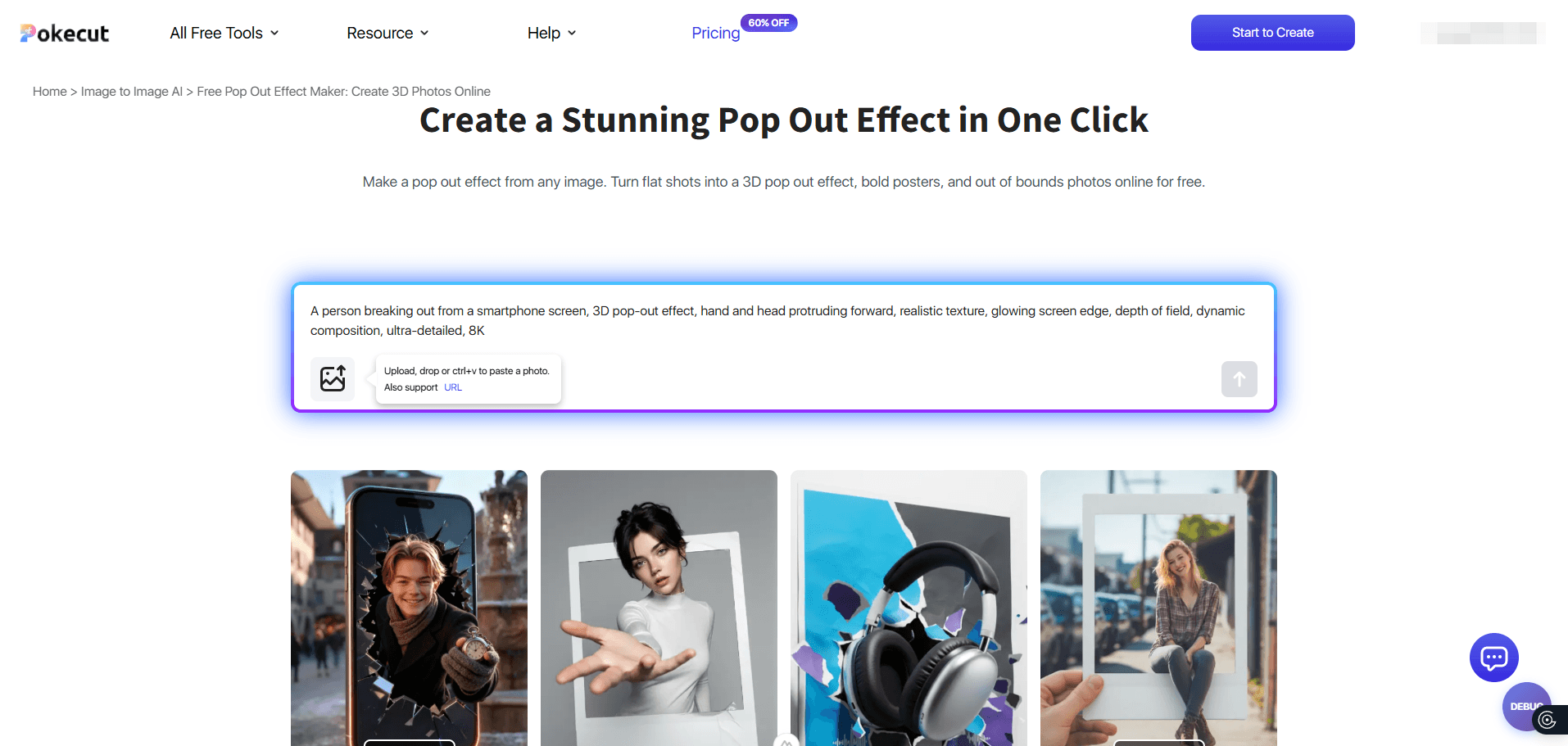Free Pop Out Effect Maker: Create 3D Photos Online | Pokecut