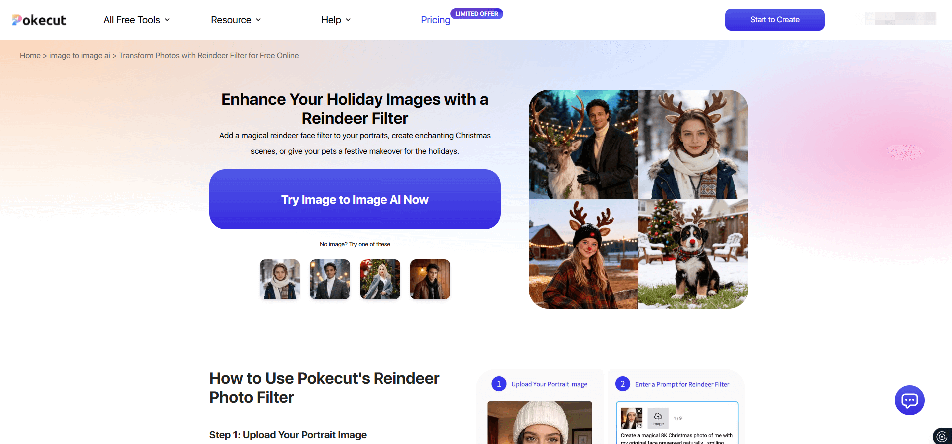 Transform Photos with Reindeer Filter for Free Online