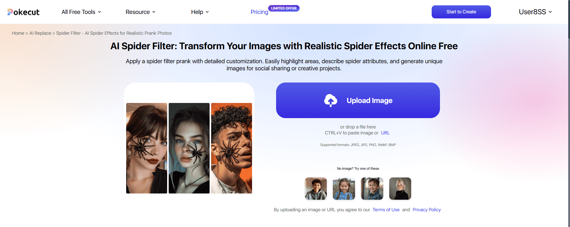 Spider Filter - AI Spider Effects for Realistic Prank Photos