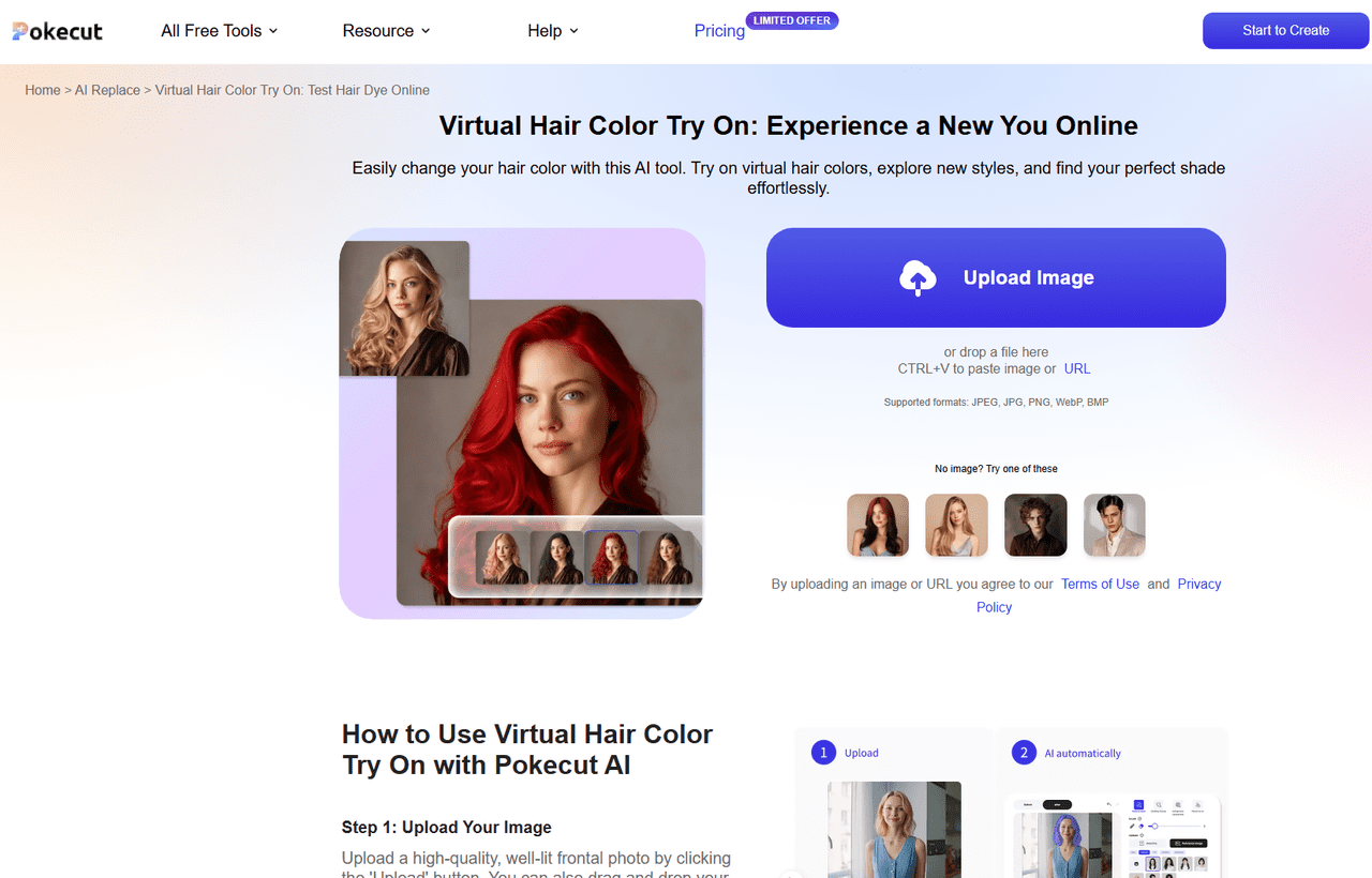 Virtual Hair Color Try On: Test Hair Dye Online | Pokecut
