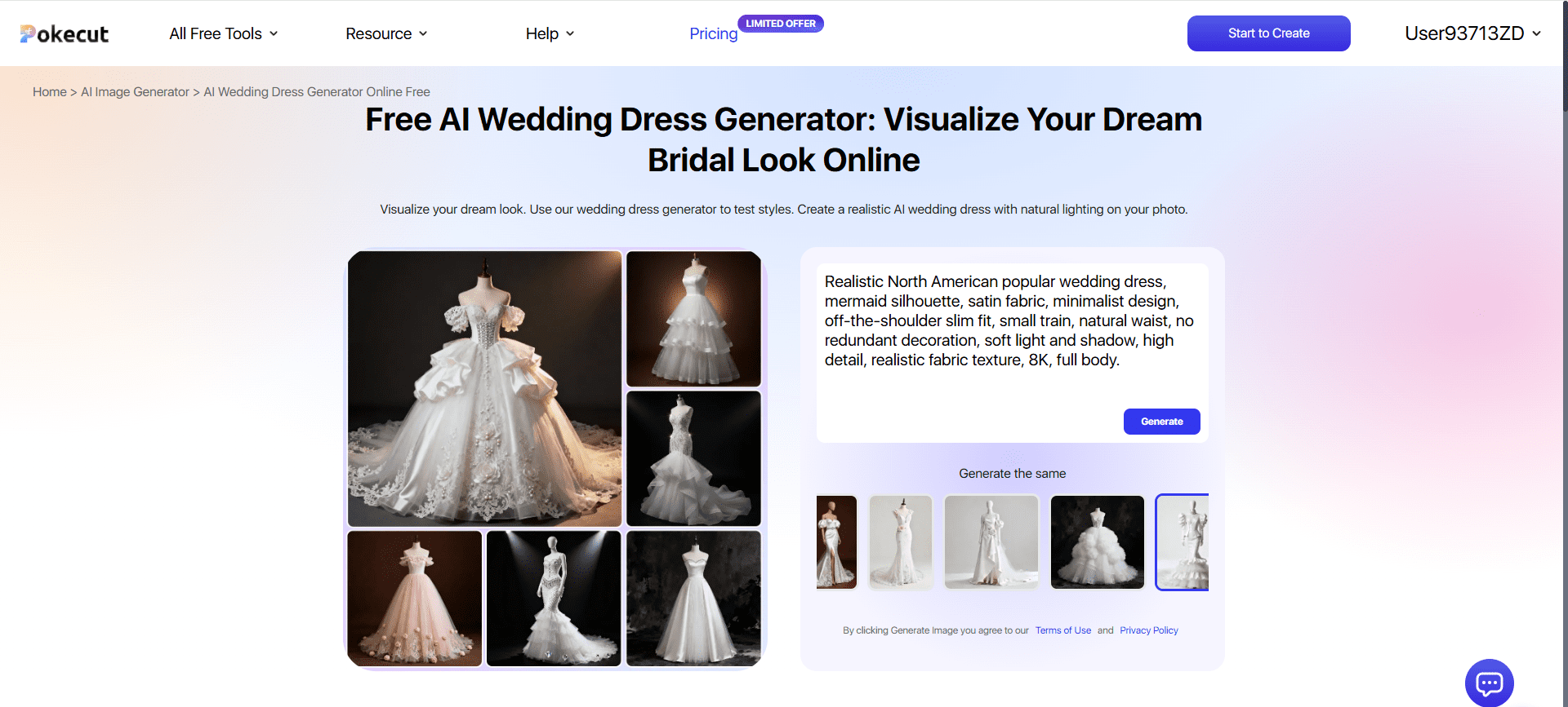 AI Wedding Dress Generator Online Free | Pokecut