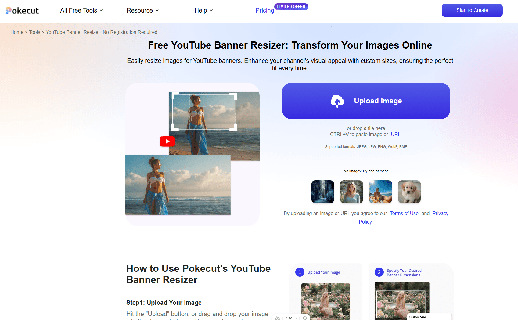 YouTube Banner Resizer: No Registration Required | Pokecut